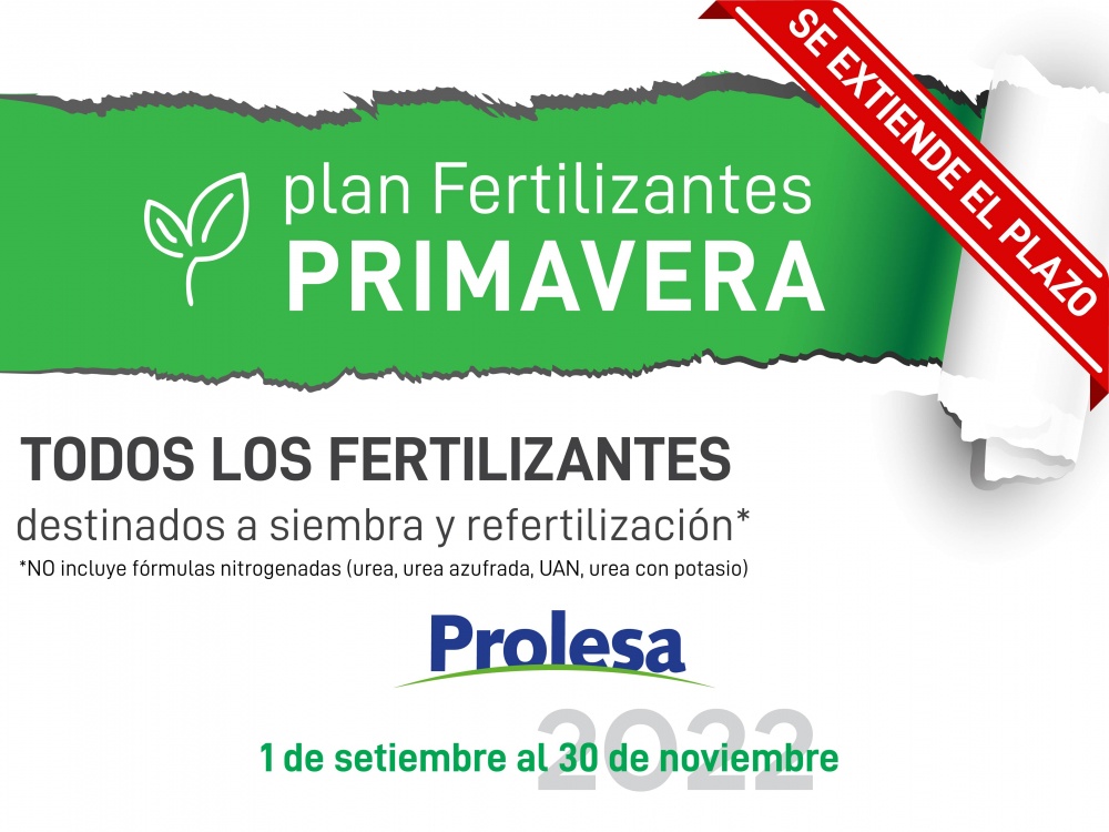 Se extiende el Plan Fertilizantes primavera 2022 | Prolesa