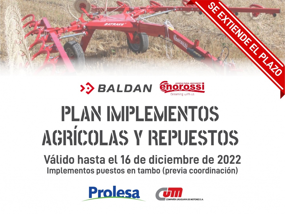 Se extiende nuevamente el Plan implementos agrícolas y repuestos Baldan ...